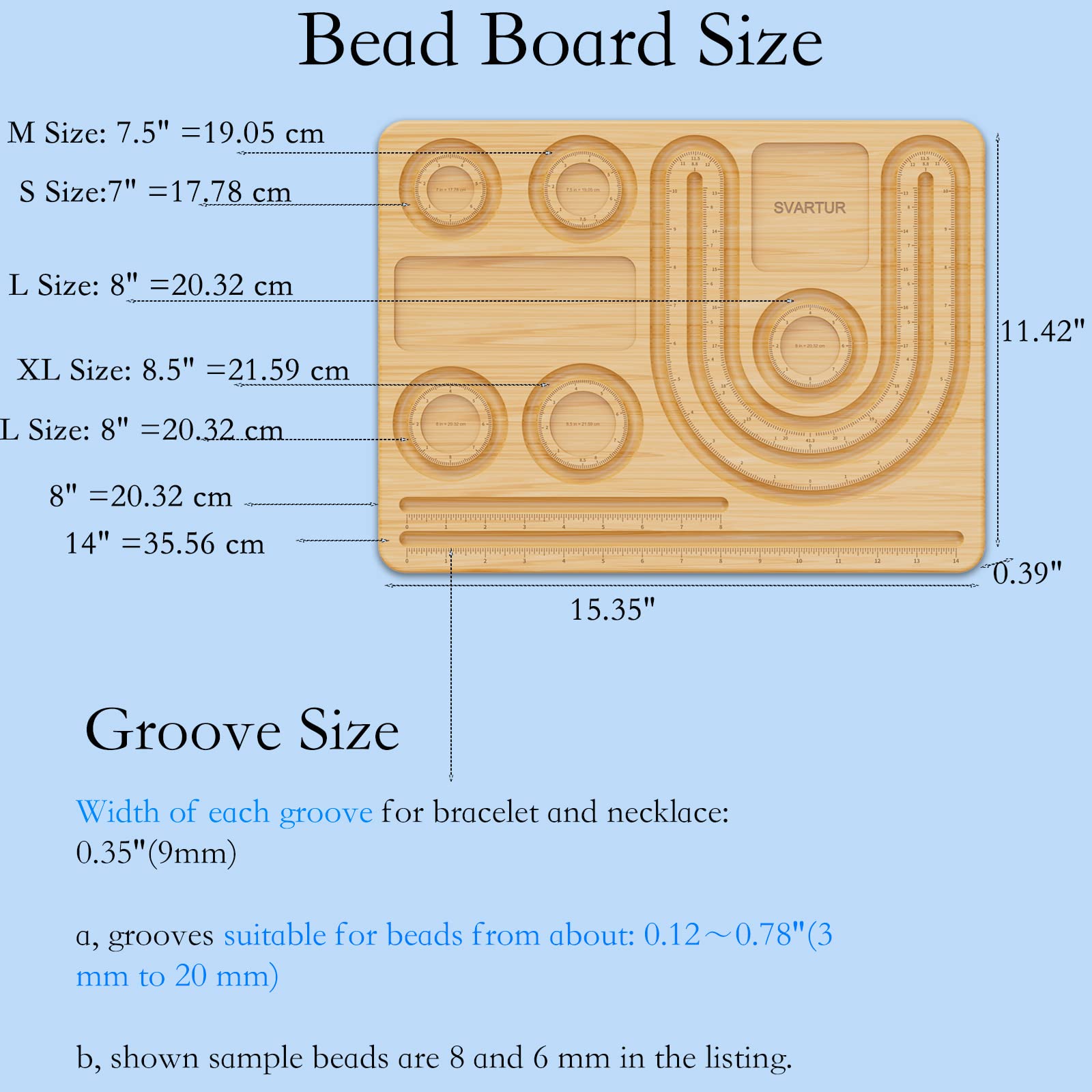 Svartur Bead Board with Beads, 1200 Pcs 8mm Glass Beads & Bead Board with case, Complete Jewelry Making Beading Set