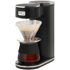 tru automatic pour over coffee maker with digital controls - auto coffee maker with plastic cone dripper - coffee brewer for household use