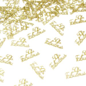 Happy Birthday Party Table Confetti Glitter Gold 50 and Fabulous Table Scatter Decorations for 50 Years Old Birthday/Wedding Anniversary Party Favor Decor Supplies 100PCS