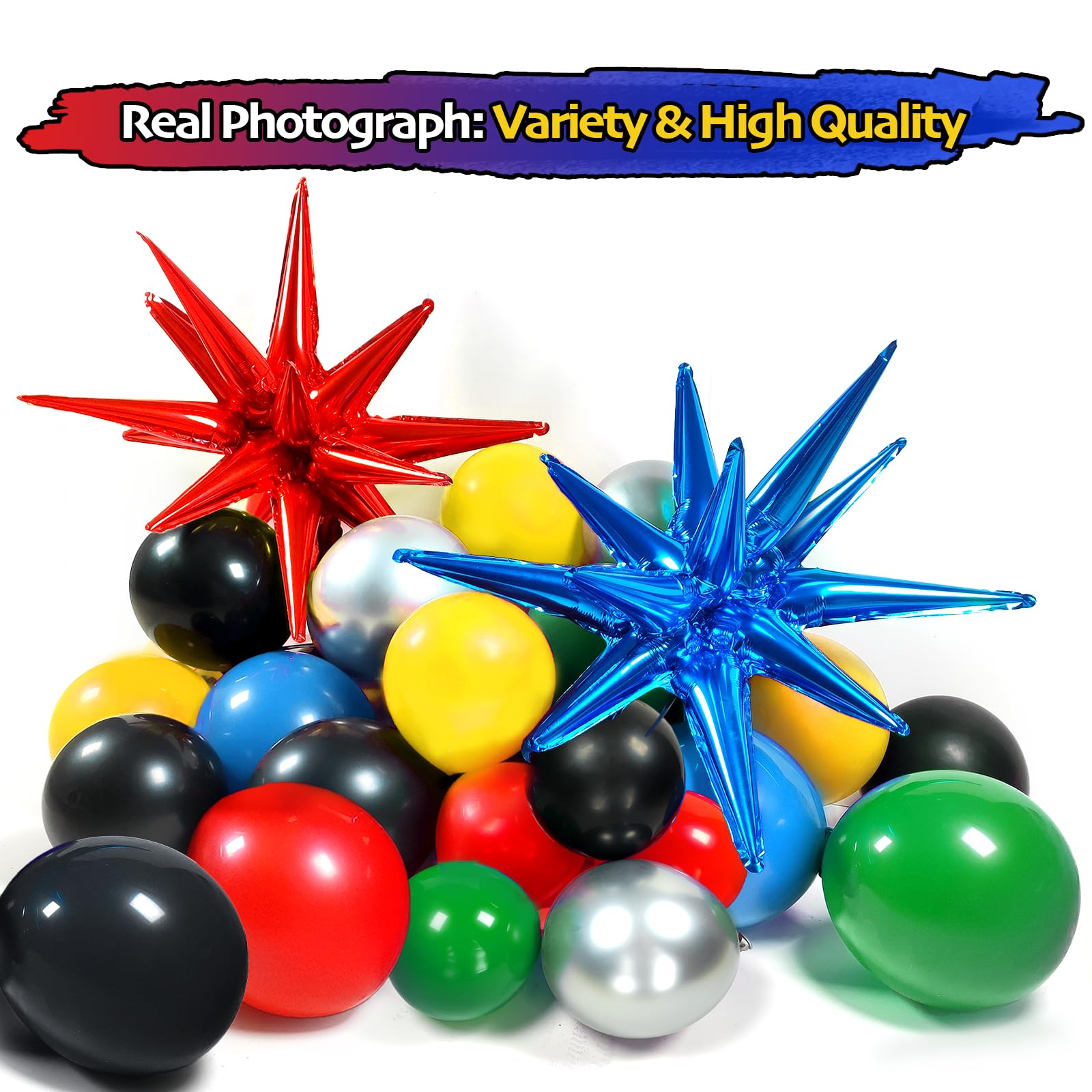 137pcs Red Blue Yellow Green Black Balloon Arch Garland Kit with Balloons for Birthday, Carnival, Video Game Super Balloons Arch for Themed Party Decorations