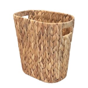 pinxiury bathroom wicker trash can wicker waste basket with built-in handles water hyacinth hand woven garbage can for bedroom office kitchen 100% handmade