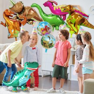 8 Pieces Dinosaur Balloons 46 Inch Dino Foil Balloons Dinosaur Birthday Party Mylar Helium Balloons for Kids Birthday Baby Shower Jungle Dinosaur Theme Party Decorations Supplies