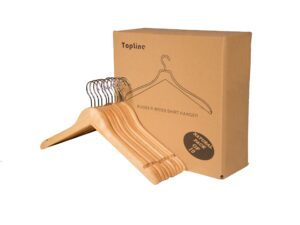 topline classic wood shirt hangers - natural finish (10-pack)