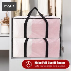 PANDA JOYS Extra Large Moving Bags with Zippers & Carrying Handles, Heavy-Duty Storage Tote for Space Saving Moving Storage, Fold Flat, Alternative to Box and Bin - 8 Pack, Semi-Transparent