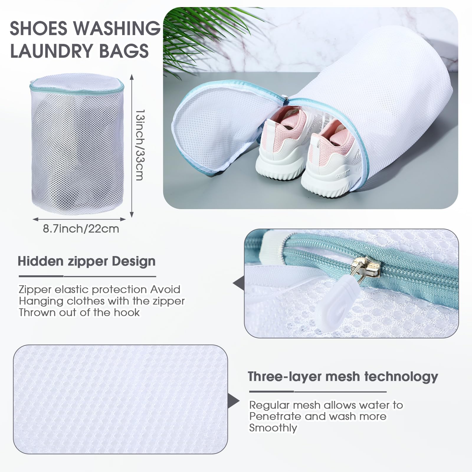 24 Pcs Shoes Wash Bags kit for Washing Machine Includes 6 Laundry Mesh Bags 3 Shoe Wash Bags 3 Brushes 3 Pairs Anti-wrinkle Sneaker Protector 1 Hanging Dryer Basket 2 Shoe Tree 2 Wipes 4 Magic Sponge