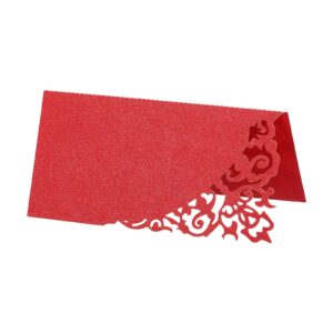 yokive place cards for table setting, 50pcs name cards wedding place cards table place cards blank hollow card for wedding reception dinner party, red