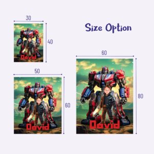 Customized Blanket with Pictures, Robot Themed Gifts for Boys Teen, Kids Custom Made Blankets 30 x 40, Guy Gift Ideas for Birthday Christmas Graduation, Gift for Son Nephew Grandkid Brother KC60