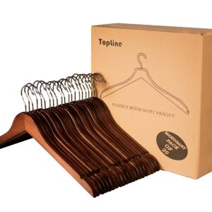 Topline Classic Wood Shirt Hangers - Mahogany Finish (20-Pack)