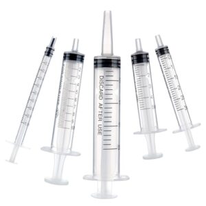 amabro 5pcs plastic syringes - 1ml, 3ml, 5ml, 10ml, 20ml, no needle measuring syringe reusable syringes for scientific lab dispensing liquid measuring watering pet feeding oil or glue applicator