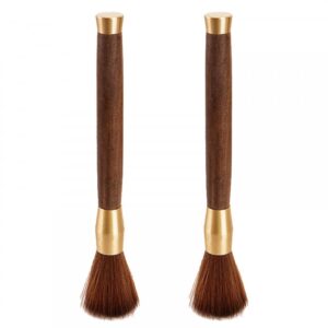 2pcs coffee brush, coffee grinder cleaning brush machine cleaning tool with wood handle & natural soft bristles for home kitchen