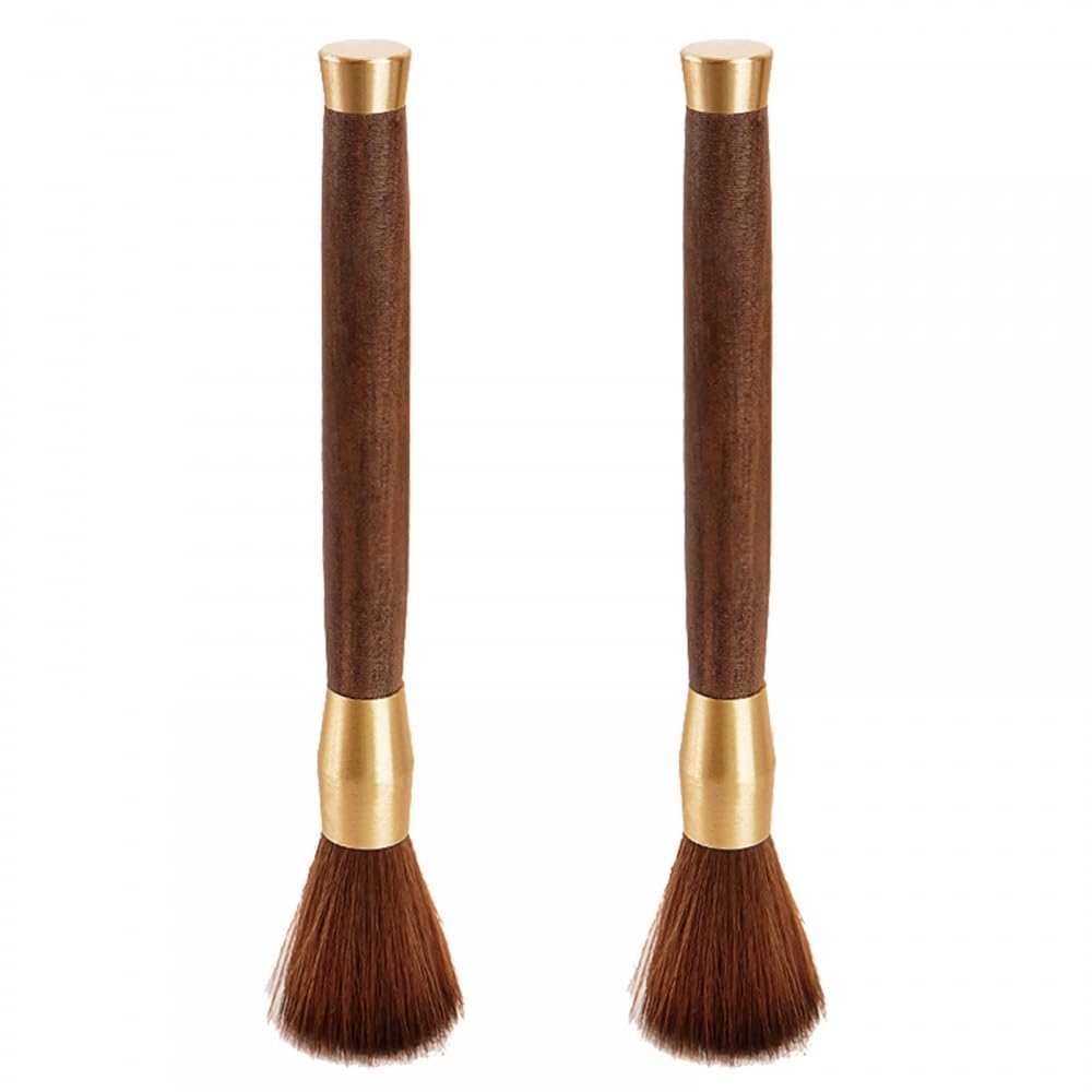 2PCS Coffee Brush, Coffee Grinder Cleaning Brush Machine Cleaning Tool with Wood Handle & Natural Soft Bristles for Home Kitchen