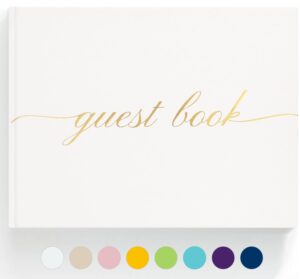 zicpery elegant wedding guest book - perfect for wedding receptions, baby showers, birthdays and special events - polaroid guest book with 110 lined pages for sign-in and photos -hardcover (white)