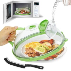 microwave splatter cover for food guard: clear microwave plate cover lid with handle 10 inch microwave food splash cover bpa free, dish bowl cover, home kitchen gadgets and accessories (green-r)