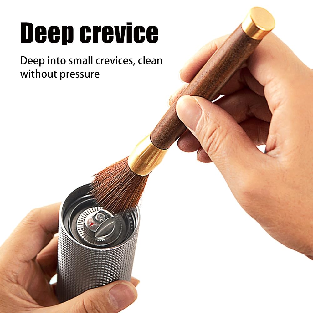 2PCS Coffee Brush, Coffee Grinder Cleaning Brush Machine Cleaning Tool with Wood Handle & Natural Soft Bristles for Home Kitchen