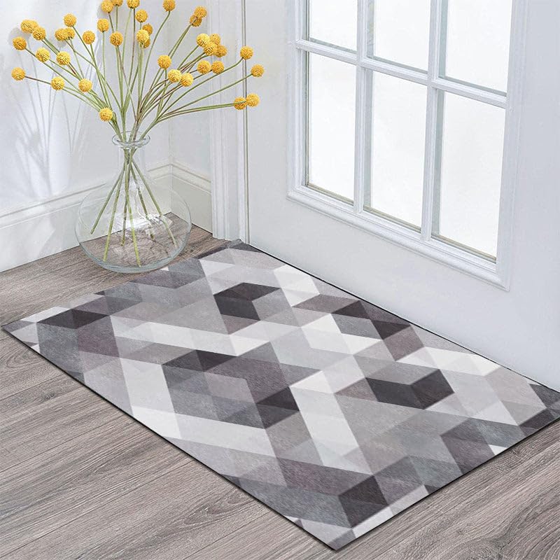 Casanta Living Machine Washable Rug - Geometric Abstract Area Rug - Neutral Gray Rug for Living Room, Bedroom, Entryway - Grey and Ivory White - 6x9