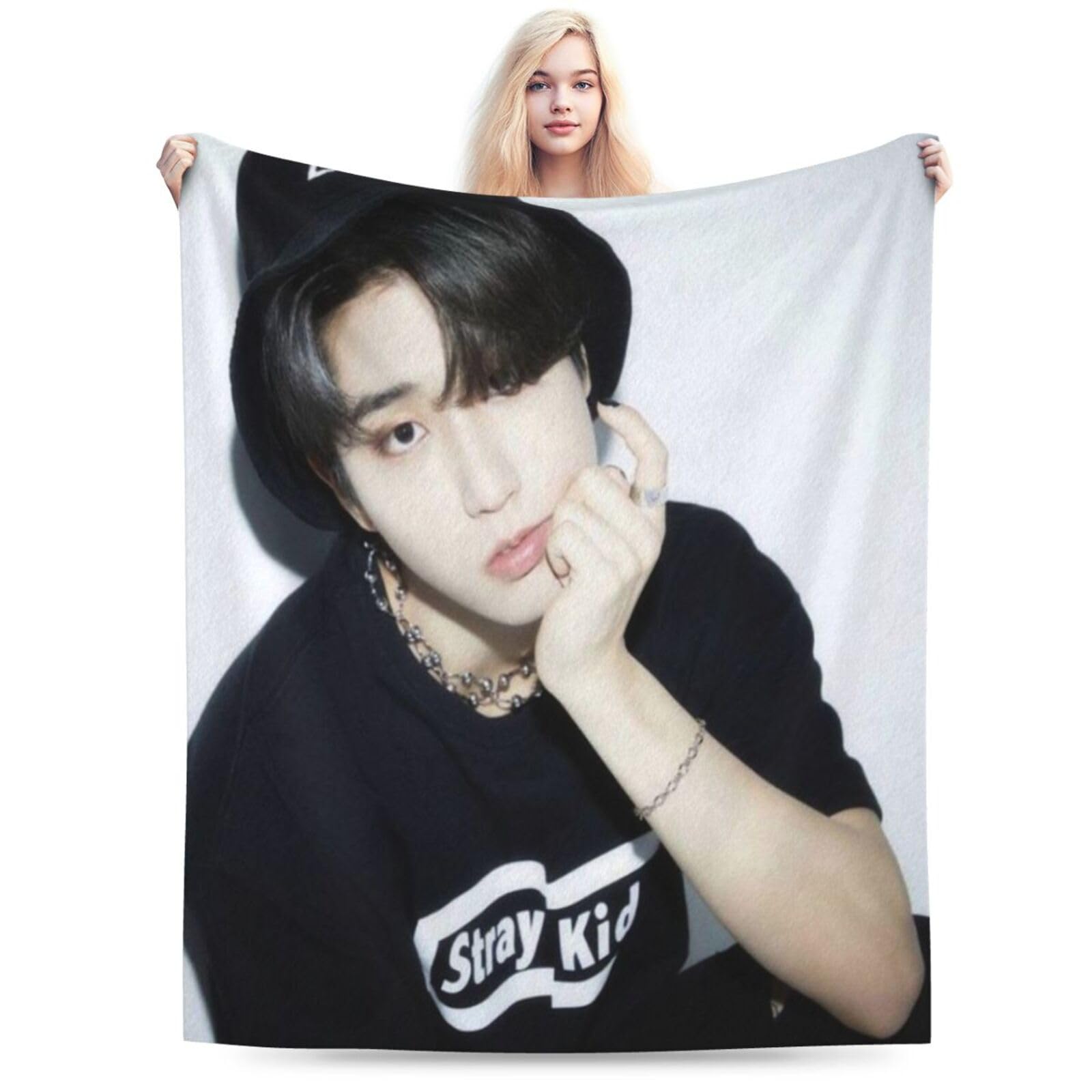 Blanket Stray Kids Han Ji Sung Soft and Comfortable Wool Fleece Throw Blankets for Decor Sofa Office car Home,Cozy Plush Camping Yoga Travel Decoration Beach Blanket Gift