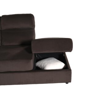 Legend Vansen 111.4''Recliner Storage Upholstery Sofa Couchs Sectional, Brown