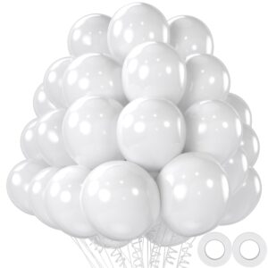 110pcs white balloons, 12inch latex party balloons, birthday baby shower gender reveal graduation party decorations(2 white ribbons)