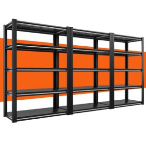 reibii garage shelving heavy duty storage shelves load 2500lbs adjustable garage shelves heavy duty shelving 5-tier metal shelving unit garage storage shelves utility racks, 40" w x18 d x72 h, 3 pack