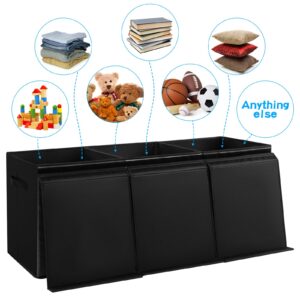 Large Toy Box Chest with Lid, Oxford Collapsible Sturdy Toy Storage Boxes Bins Baskets for Boys, Girls, Closet, Playroom, Nursery Room, 39"x15.5"x13" (Light Black & Light Grey)