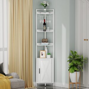 vowner 71'' tall corner shelf, 6-tier with storage, corner bookshelf stand, storage rack plant stand for living room, study room, kitchen, small space, white