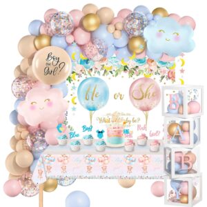 doreenbow baby boxes gender reveal balloon decorations kit pink and blue balloons arch kit 4pcs baby box with letters(baby) for baby shower birthday decor gender reveal party decor supplies