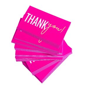 RXBC2011 Gratitude Glow Thank You Cards Hot Pink and Gold appreciation Pack of 100