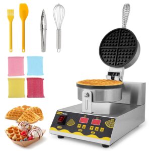 dyna-living commercial waffle maker 110v 1200w intelligent commercial waffle maker restaurant non-stick round waffle maker stainless steel waffle iron machine professional waffle maker for home