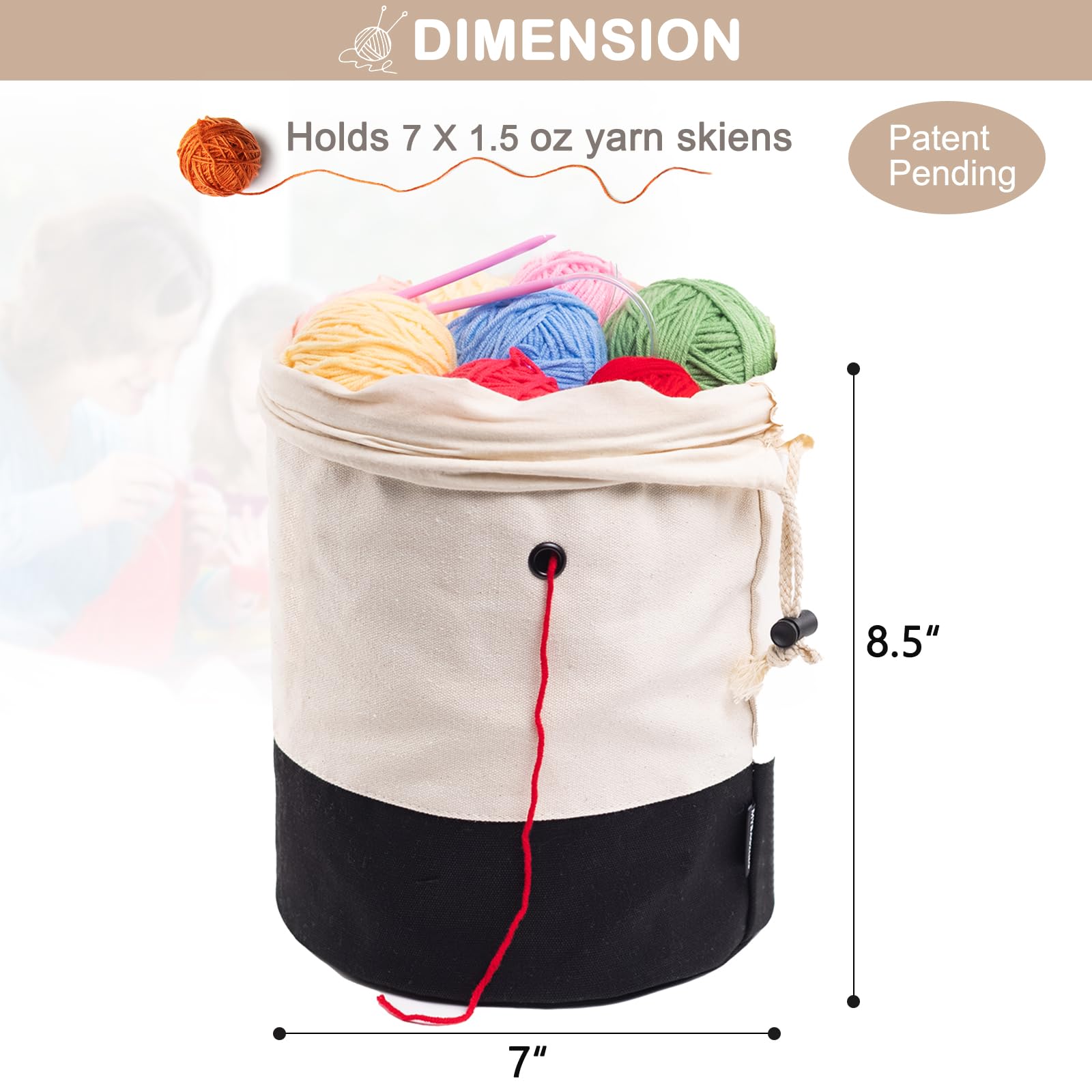 MYBAGZING Small Yarn Bag, Canvas Crochet Bag Organizer, Knitting Bag, Mini Yarn Storage Bags Yarn for Crocheting, Yarn Holder for Crochet Beginner,Knitting & Crochet Supplies