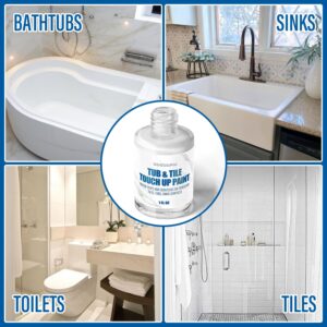 Specialty Tub and Tile Paint, High-Gloss White Tub Paint for Bathtub, Quick-Dry Porcelain Paint for Scratches & Chips on Porcelain, Acrylic, Enamel, Cast Iron, Tubs, Sinks, Tiles and Toilets