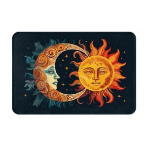 stars and sun moon welcome door mat soft floor carpet bath rugs, 16x24in area rug for indoor outdoor bathroom kitchen living room decoration