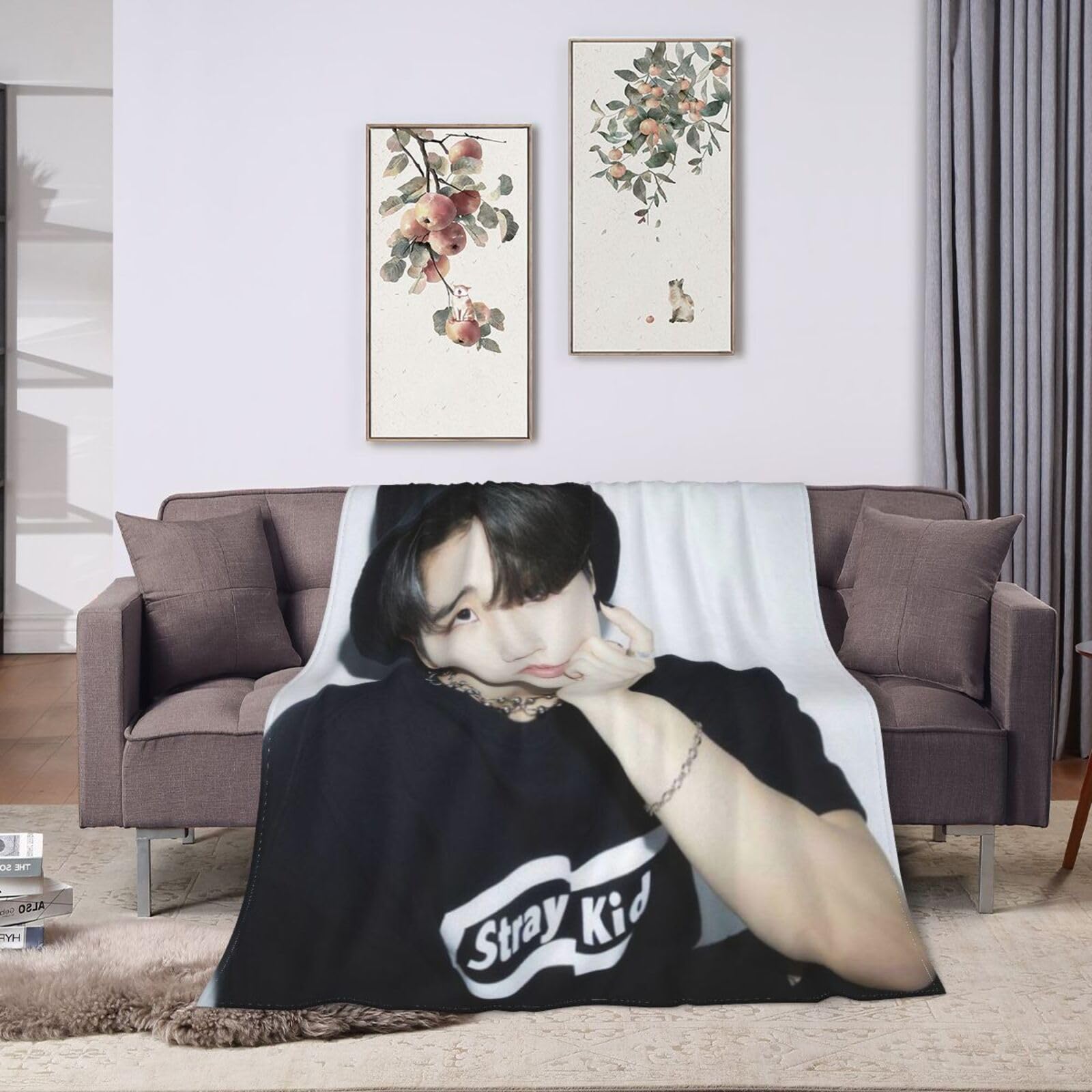 Blanket Stray Kids Han Ji Sung Soft and Comfortable Wool Fleece Throw Blankets for Decor Sofa Office car Home,Cozy Plush Camping Yoga Travel Decoration Beach Blanket Gift