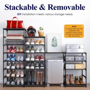 Kitsure Shoe Organizer - 8-Tier Large Shoe Rack for Closet Holds Up to 48 Pairs Shoes & Boots, Multipurpose Shoe Shelf with Hook Rack, Stackable Tall Shoe Rack for Entryway, Bedroom, Garage