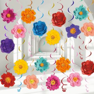 60pcs mexican fiesta party decorations mexican floral hanging swirl mexican banners for fiesta party fiesta theme party supplies birthday baby shower decorations（flat cardstock not 3d）