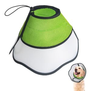 soft dog cone - adjustable pet recovery cone - ideal for post-surgery comfort – adjustable fit cone for large and medium dogs (size l green)