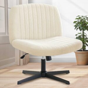 orange factory cross legged office desk chair no wheels fabric padded modern swivel height adjustable wide seat computer task vanity chair for home office mid back accent chair (beige)