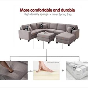 Legend Vansen 137'' Flexble Combination Reversible Moddule Upholstery Sofa Couch Sectional, Dark Grey