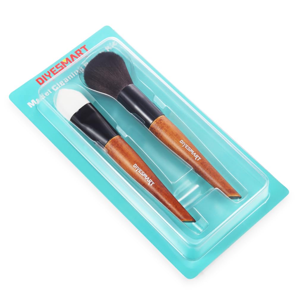 DIYESMART 2pcs Cleaning Brush Kit with Wooden Handle, Model Dusting Brush Kit for Figures, Statues,Models, Craft