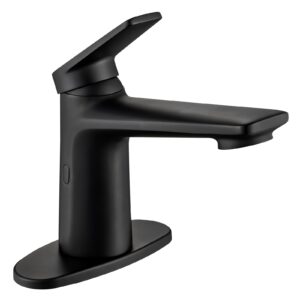 goesmo touchless smart bathroom faucet for 1 or 3 holes, automatic sensor faucet 1 handle, adjustable cold & hot temperature & water flow, short & long instruction modes, metal matte black bath faucet