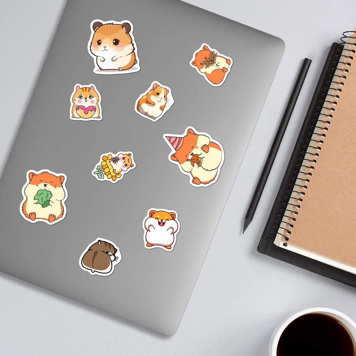 Pack 50 pcs Cute Animal Hamster Stickers for Water Bottles Waterproof Laptop Luggage Computer Cups Phone case Teens Adults Girls Funny Aesthetic Sticker Packs Small Vinyl Decals