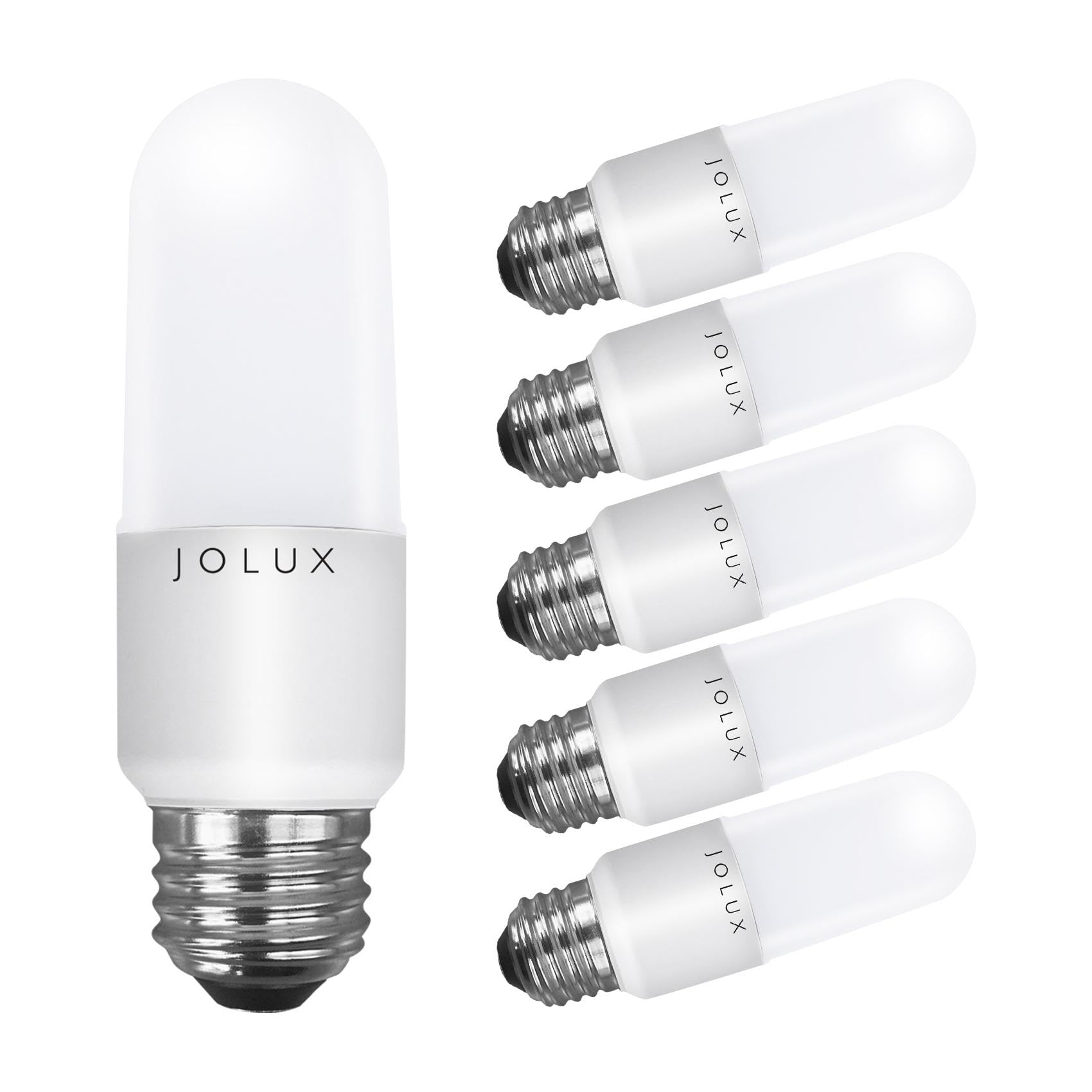 Jolux LED Bright Stik Dimmable,led Bulbs 60 watt Equivalent,5000K(Daylight) led Enclosed Fixture Rated, 8.5 Watt 800 Lumen,Standard Medium Screw Base,E26 led Bulb Narrow,6 Count (Pack of 1)