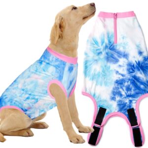 Wabdhaly Dog Surgery Recovery Suit for Large Female Spay,Anti Licking Dog Surgical Recovery Onesie,Tie Dye Blue Pink XL