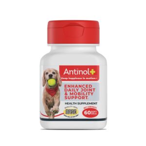 antinol plus, mobility, hip, and joint supplement for dogs, green-lipped mussels and krill oil - dog joint supplement, better and faster than glucosamine and chondroitin, 60 soft gels