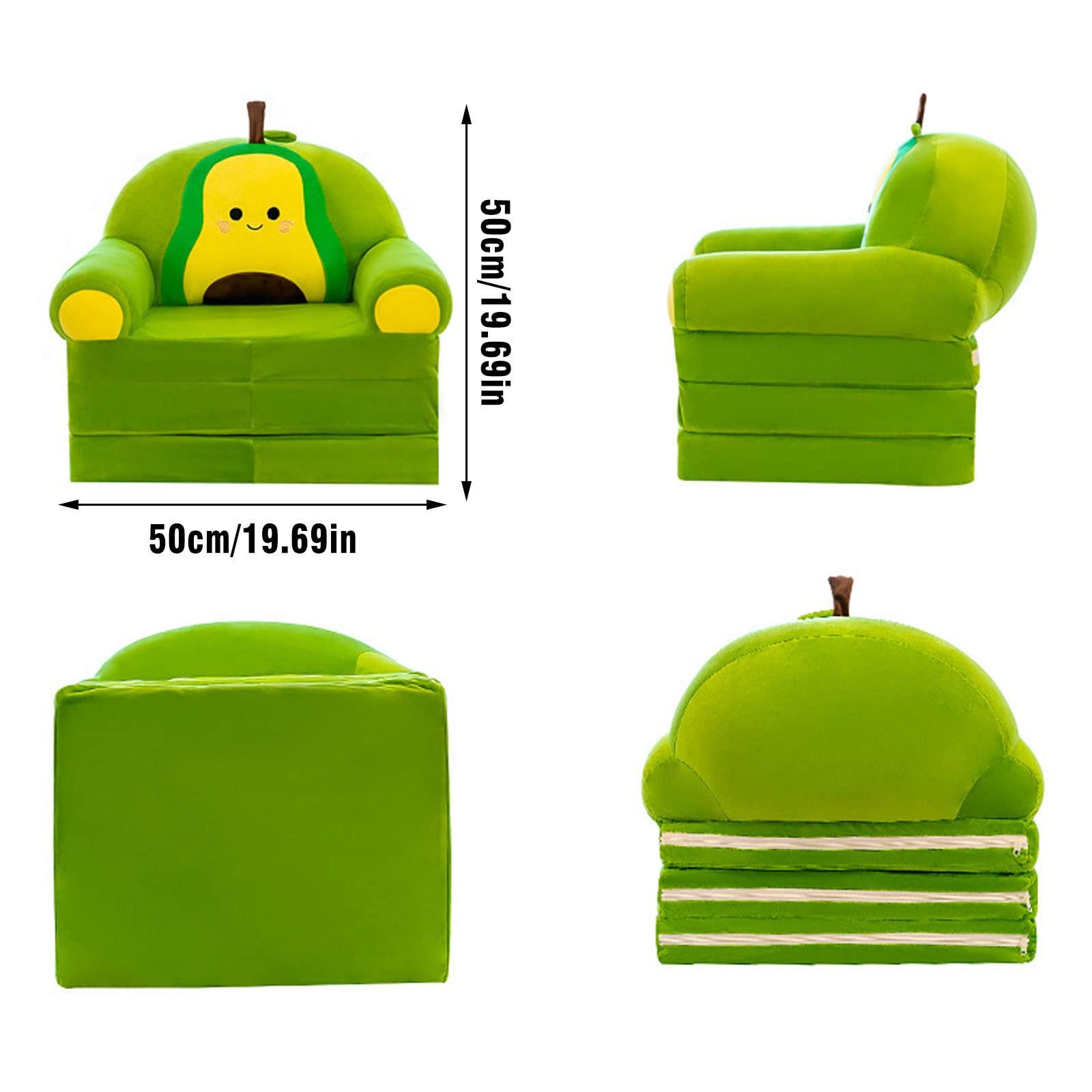 Plush Foldable Kids Sofa Cover Backrest Armchair 2 in 1 Foldable Children Sofa Cute Cartoon Lazy Sofa Children Flip Open Sofa Bed for Living Room Bedroom Without Liner Filler Recliner,Z1-E,One Size