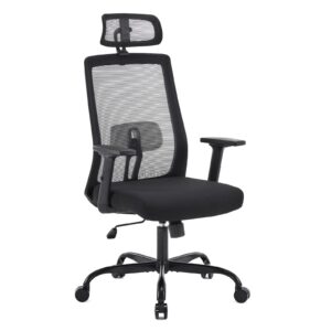 ergonomic office chair for home office, desk chair with breathable mesh, adjustable armrest, lumbar support and headrest, black