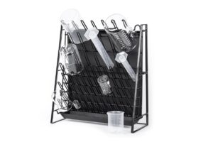 inevibe drying rack for lab glassware and bottles - laboratory draining dryer stand for countertop, space saving steel wire frame - station for baby feeding bottle