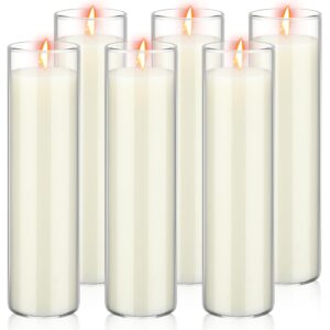 foldtier 6 pcs white devotional candles in glass 2 x 8 inches catholic candles soy wax votive prayer candles long burning religious candles for christmas sanctuary vigils blessing church meditation