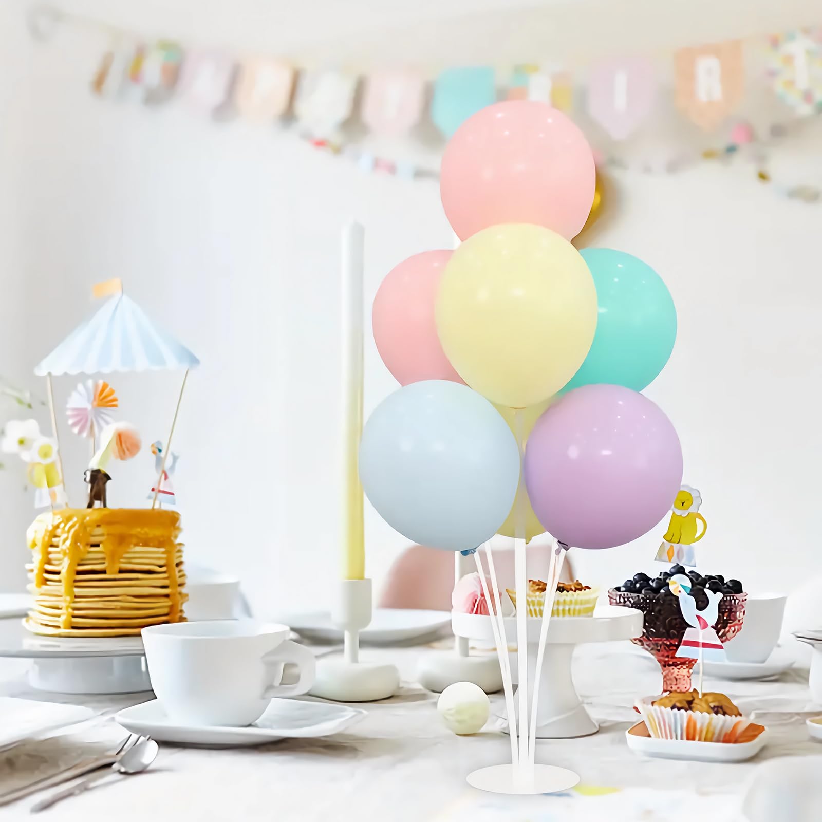 Balloon Stand 4 Set Balloon Sticks with Base Balloon Stands, Balloon Arch Stand for Birthday Decorations, Balloon Arch Kit for Table Graduation Baby Shower Gender Reveal Party Decorations