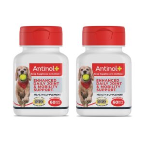 antinol plus, mobility, hip, and joint supplement for dogs, green-lipped mussels and krill oil - dog joint supplement, better and faster than glucosamine and chondroitin, 120 soft gels