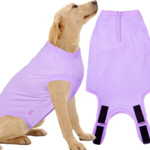 Wabdhaly Dog Surgery Recovery Suit for Large Female Spay,Anti Licking Dog Surgical Recovery Onesie,Fashion Striped Purple L